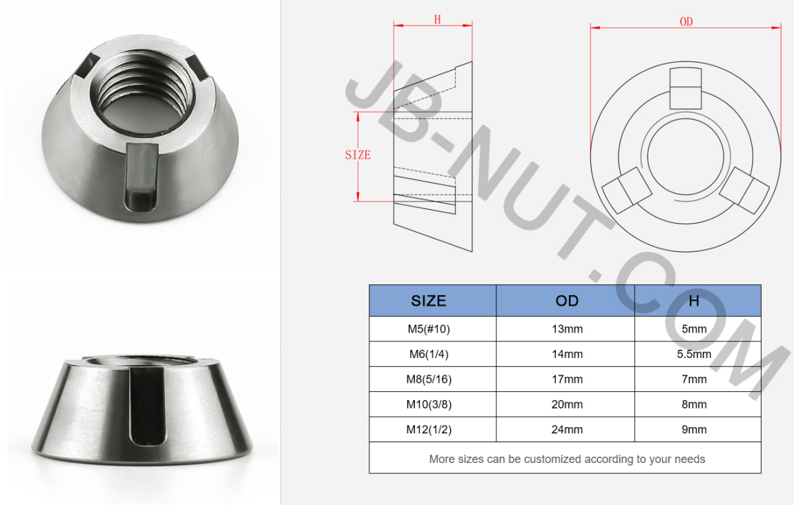 3 T-slot anti-theft nut - Shenzhen Jingbang Hardware Electronic Co., Ltd.
