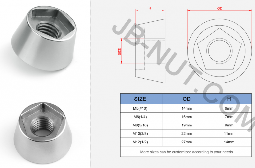 Pentagonal anti-theft nut - Shenzhen Jingbang Hardware Electronic Co., Ltd.